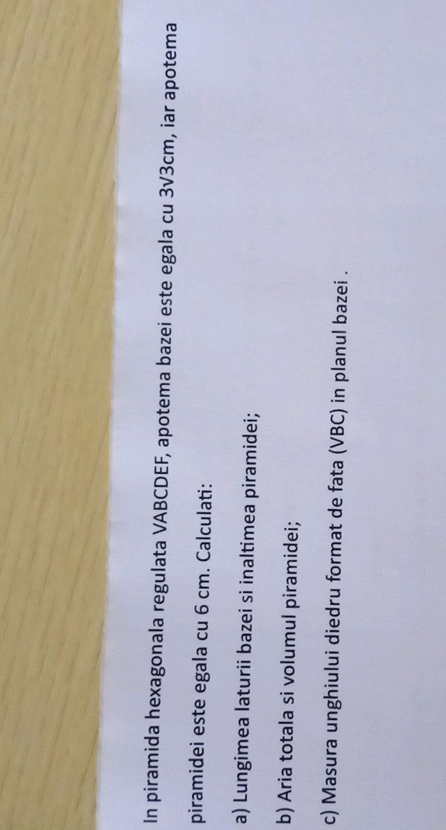 In piramida hexagonala regulata VABCDEF, | StudyX