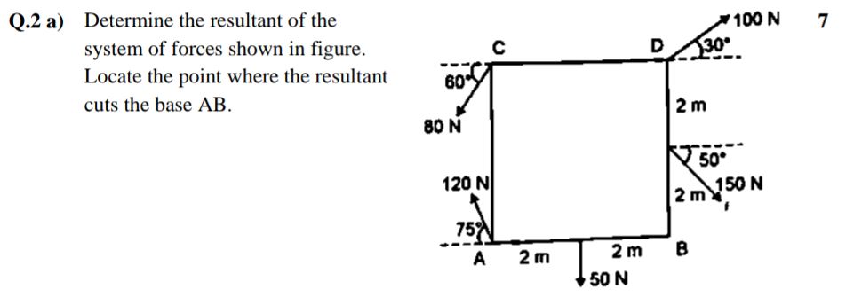 Q.2 a) Determine the resultant of the system | StudyX