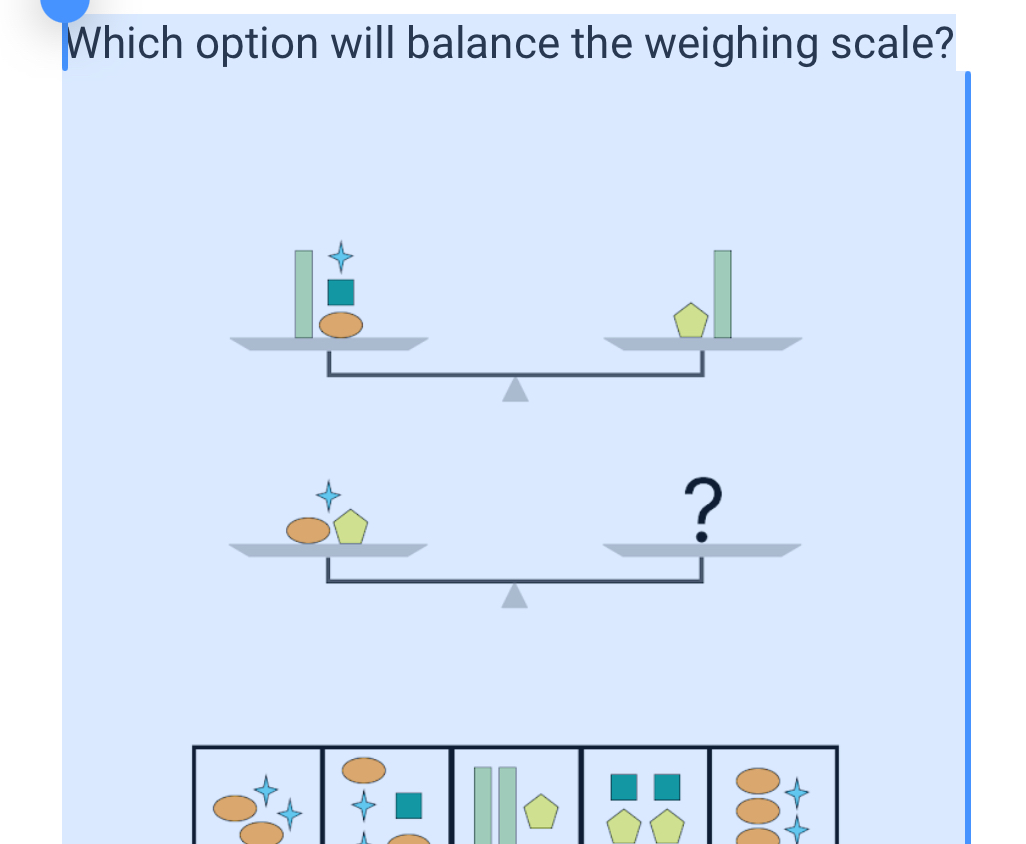 Which option will balance the weighing | StudyX