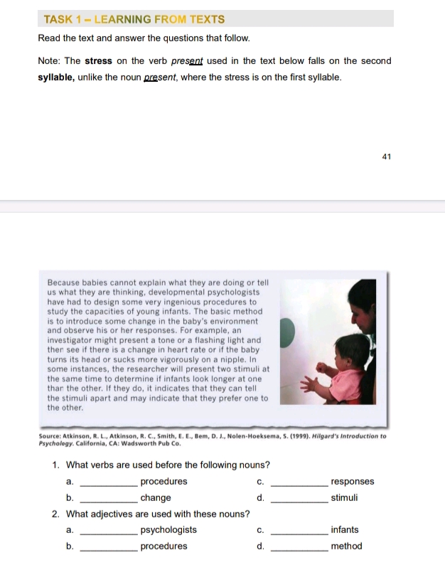 TASK 1 - LEARNING FROM TEXTS Read the text | StudyX