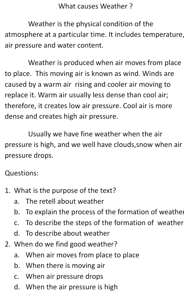 What causes Weather Weather is the | StudyX