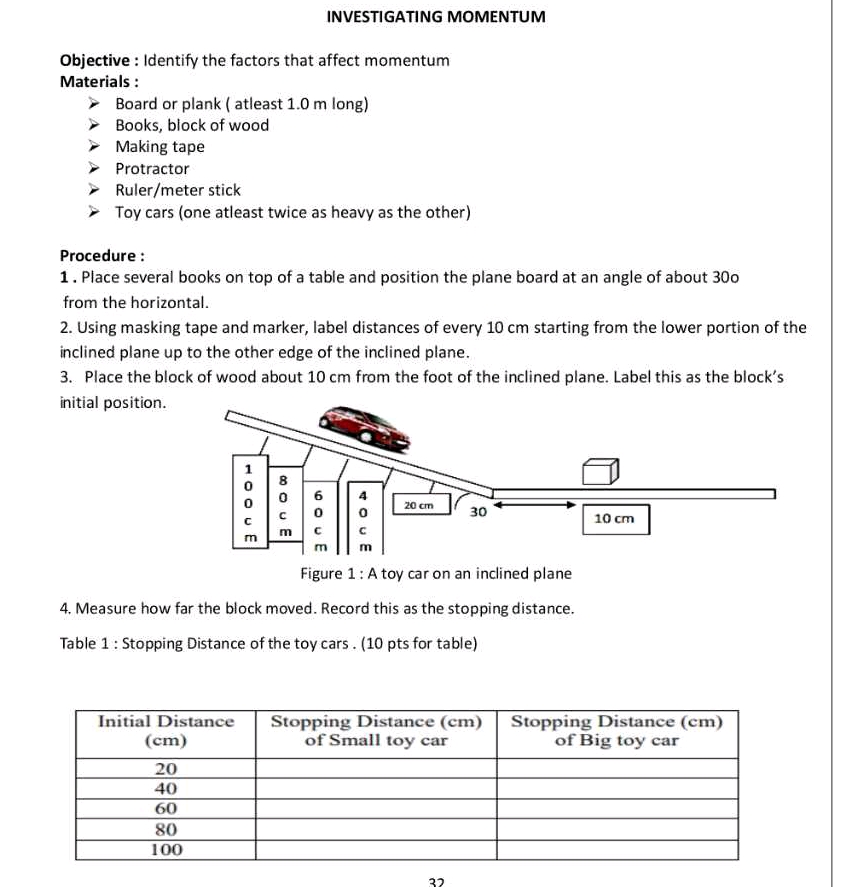 INVESTIGATING MOMENTUM Objective Identify | StudyX
