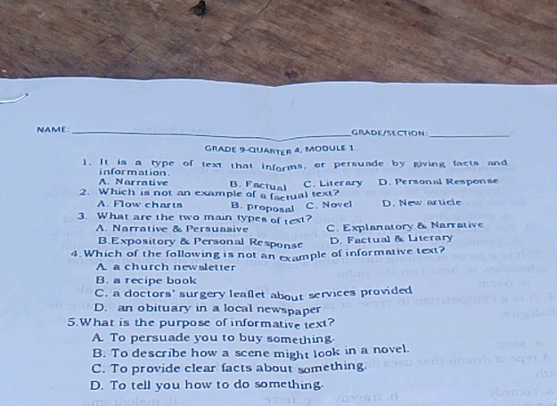 NAME qquad GRADE/SKCTION qquad GRADE | StudyX