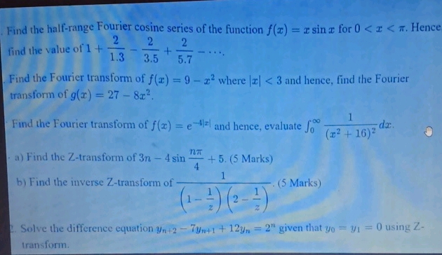 Find the half-range Fourier cosine series | StudyX