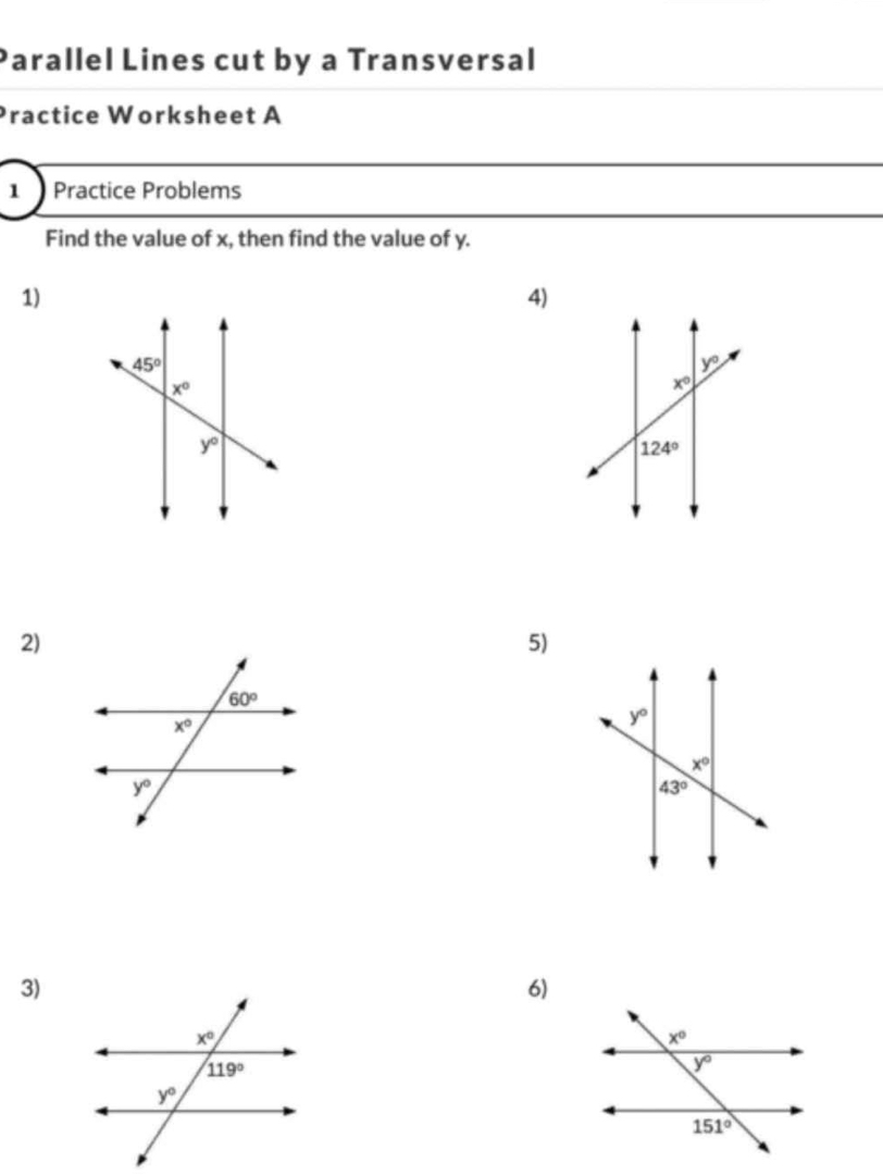 Parallel Lines cut by a Transversal ractice | StudyX