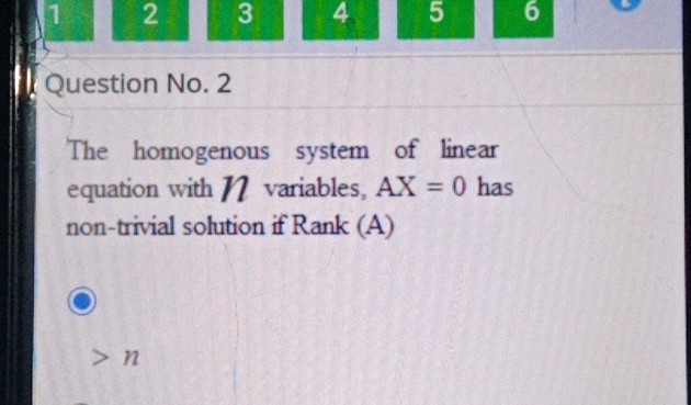 Question No 2 The homogenous system of | StudyX