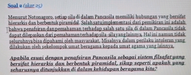 Soal 2(2 k o r 25) Menurut Notonagoro | StudyX