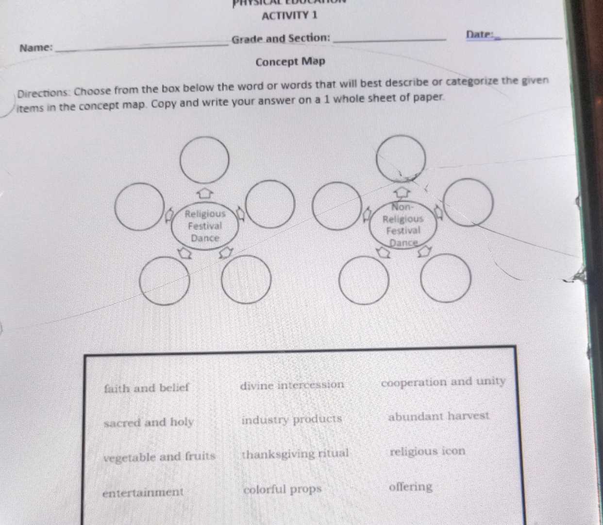 ACTIVITY 1 Name qquad Grade and Section | StudyX