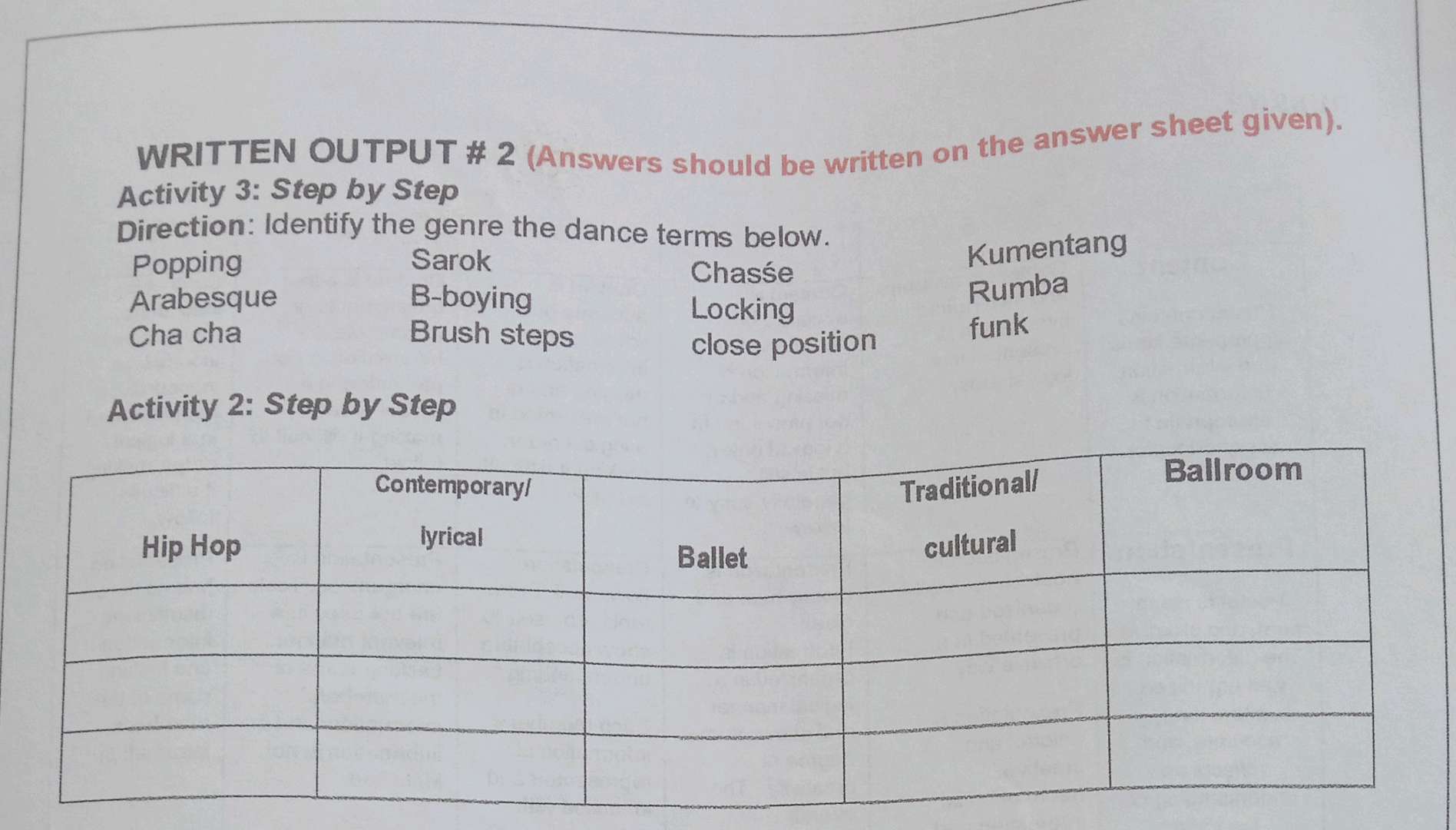 WRITTEN OUTPUT 2 (Answers should be | StudyX