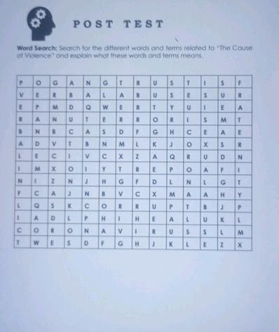 POST TEST Word Search Seorch for the | StudyX
