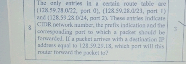 The only entries in a certain route table