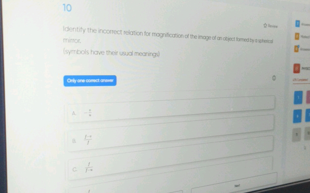 10 Identify the incorrect relation for | StudyX