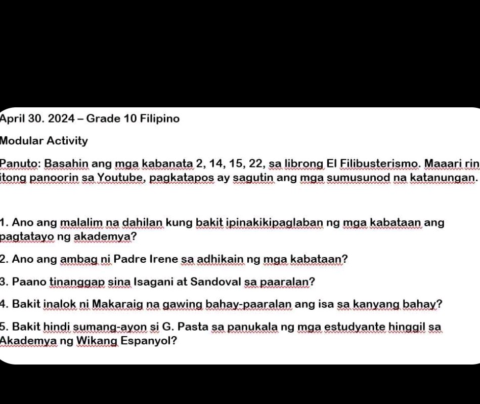 April 30 2024 - Grade 10 Filipino Modular | StudyX