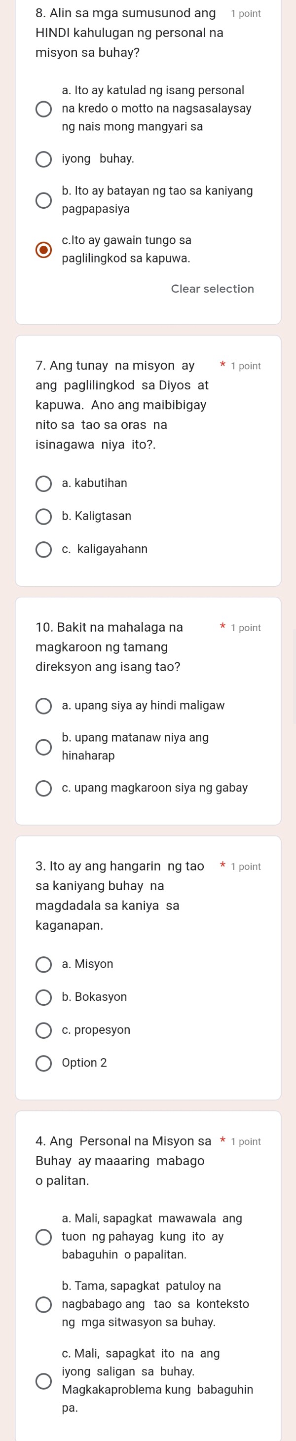 8 Alin sa mga sumusunod ang 1 point HINDI | StudyX