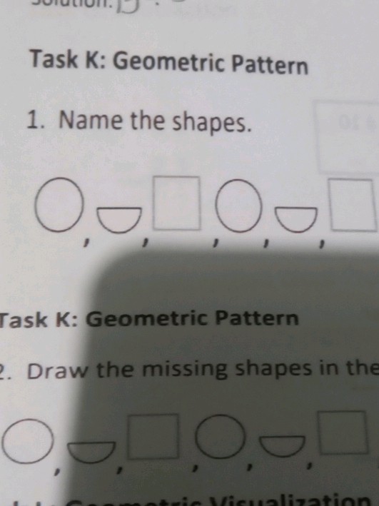 Task K Geometric Pattern 1 Name the shapes | StudyX