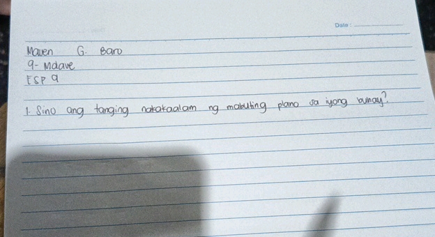 Dals Maven G Baro 9- Mdave Esp 9 1 Sino ang | StudyX