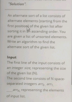 Solution An alternate sort of a list | StudyX