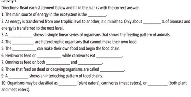 Directions Read each statement below and | StudyX
