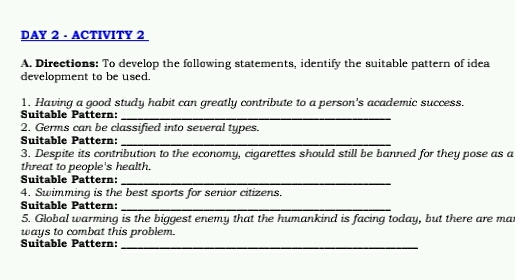 DAY 2 - ACTIVITY 2 A Directions To develop | StudyX