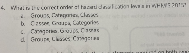 4 What is the correct order of hazard | StudyX