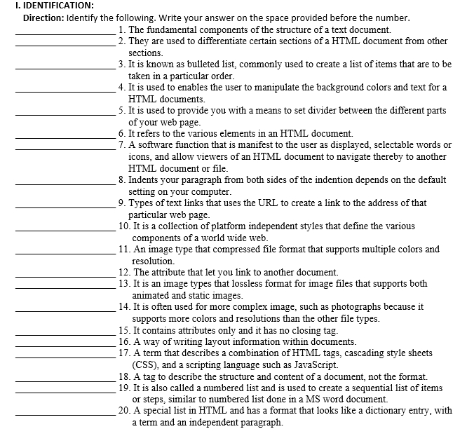 I IDENTIFICATION Direction Identify the | StudyX