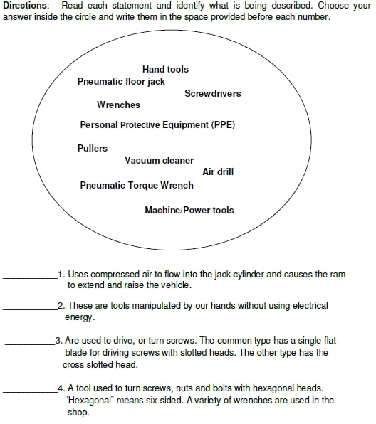 Directions Read each statement and identify | StudyX