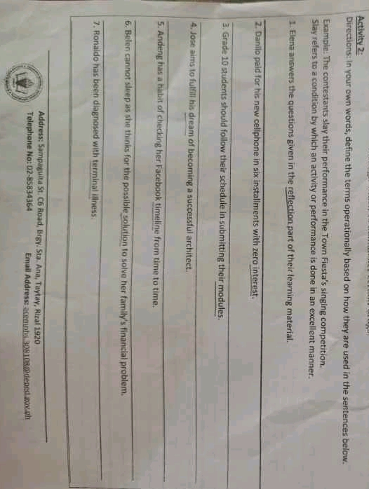 Activity 2 Directions in your own words | StudyX