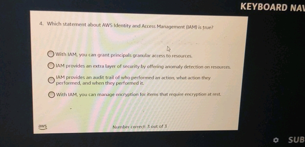 KEYBOARD NAI 4 Which statement about AWS | StudyX