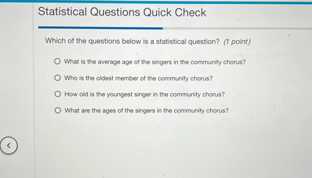 Statistical Questions Quick Check Which of | StudyX