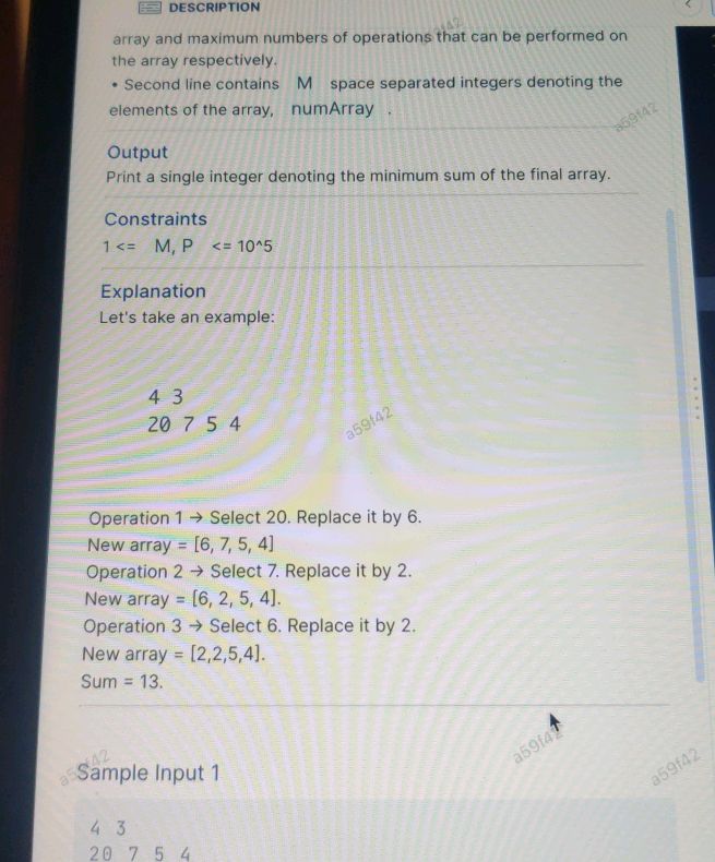 DESCRIPTION array and maximum numbers of | StudyX