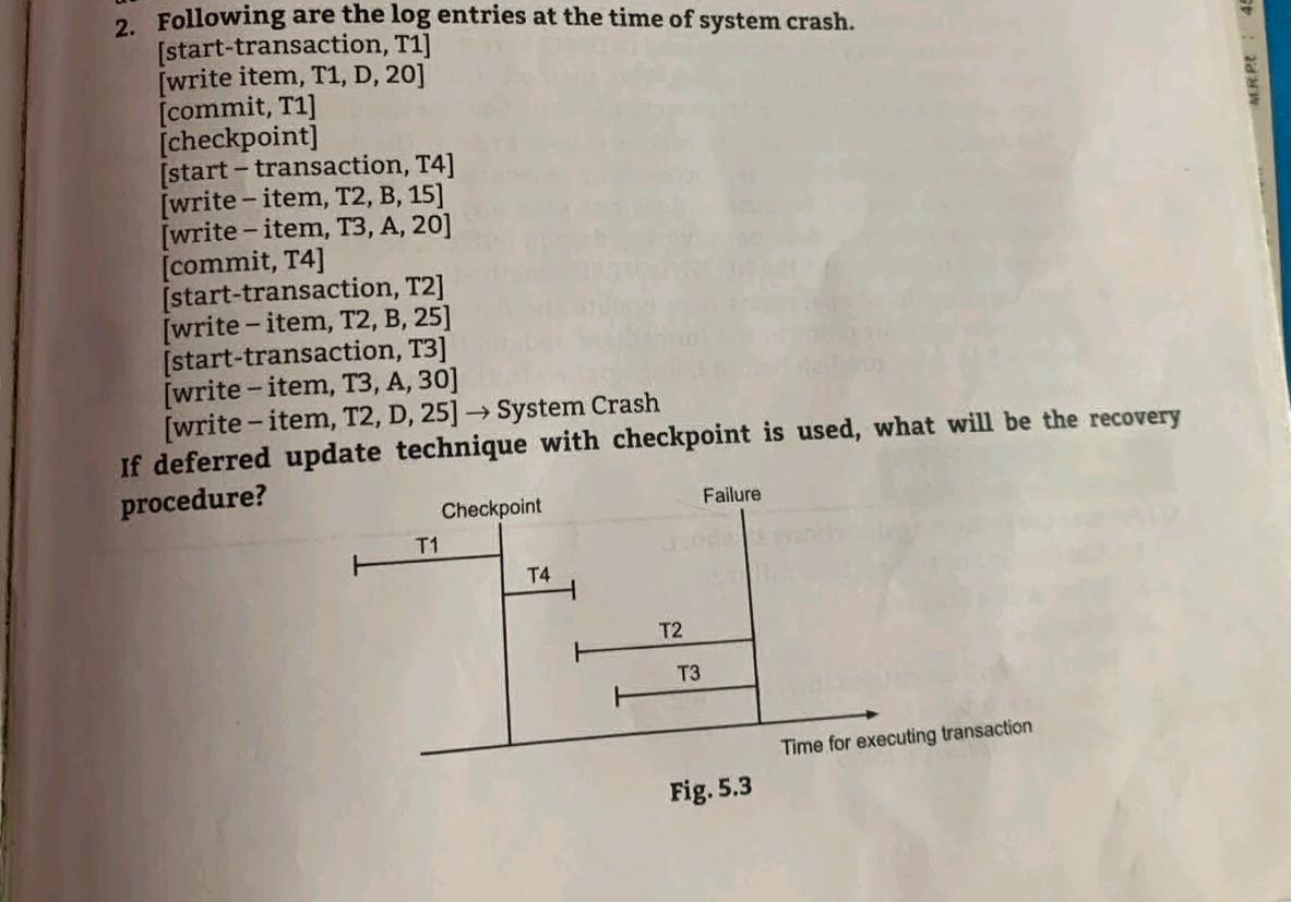 2 Following are the log entries at the time | StudyX