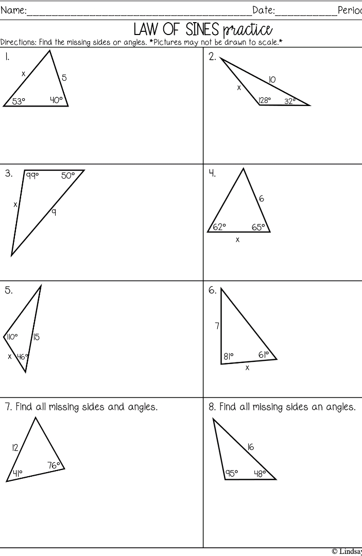 Name qquad Date qquad Perio LAW OF SINES | StudyX