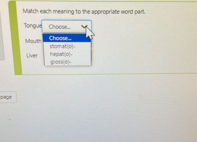 Match each meaning to the appropriate word