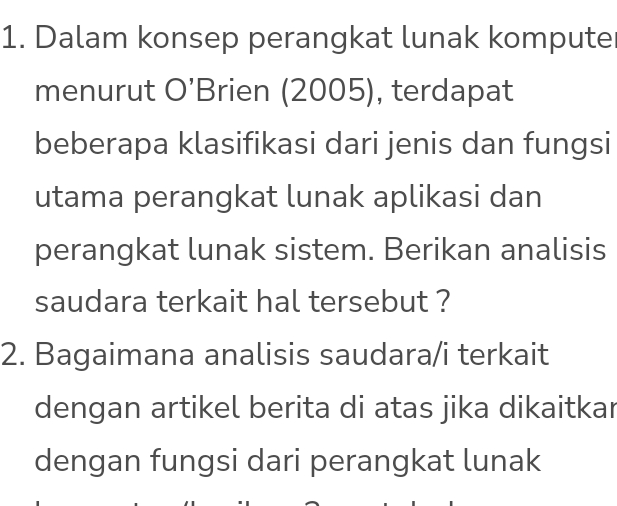 1 Dalam konsep perangkat lunak kompute | StudyX