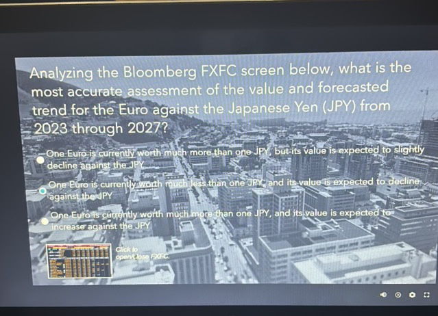 Analyzing the Bloomberg FXFC screen below