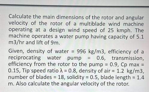 Calculate the main dimensions of the rotor | StudyX