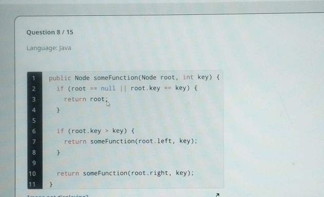 Question 8 / 15 Language Java 1 public Node | StudyX