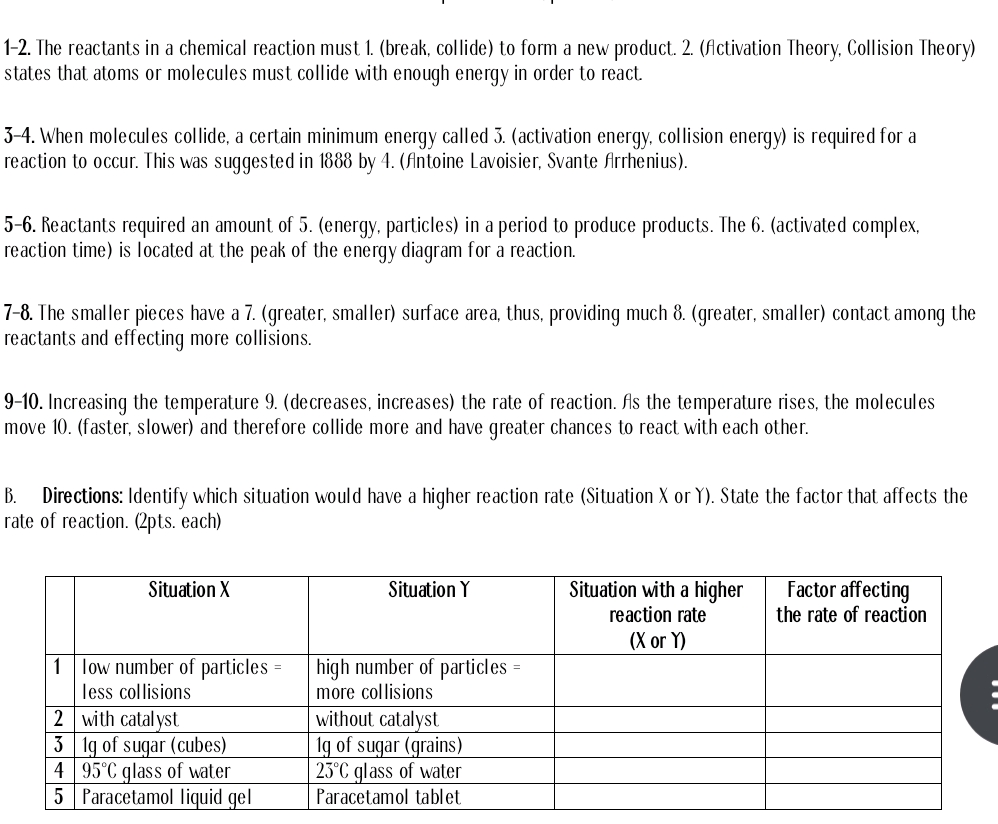 1-2 The reactants in a chemical reaction | StudyX