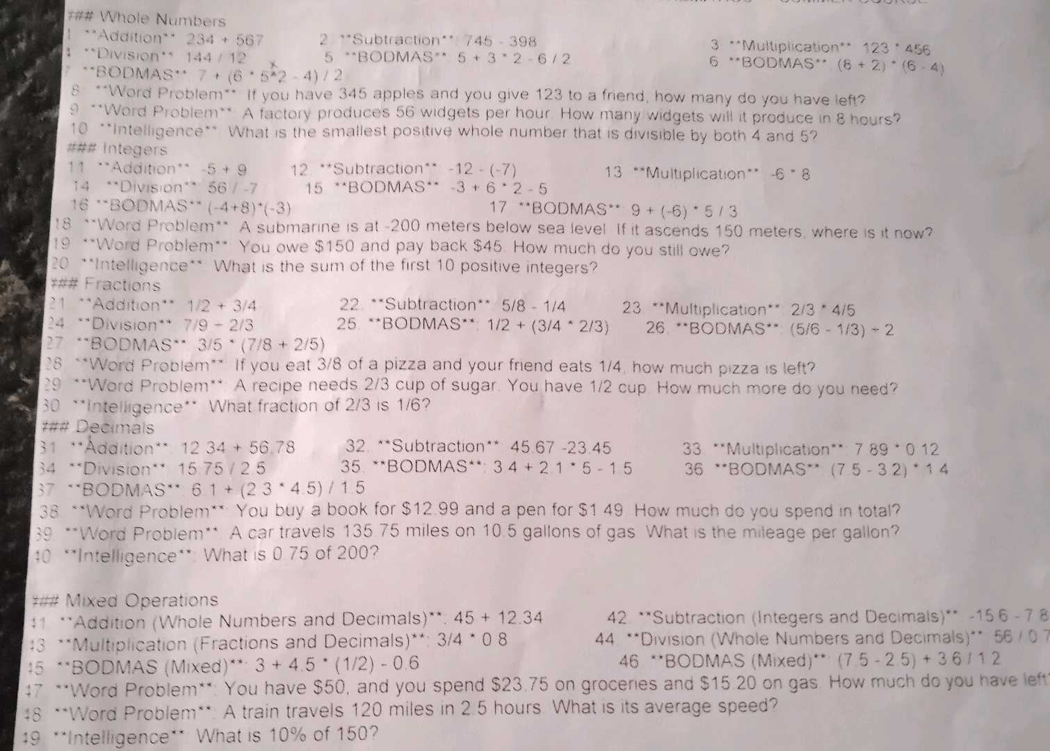 ze Whole Numbers Adidition 234+567 Division | StudyX