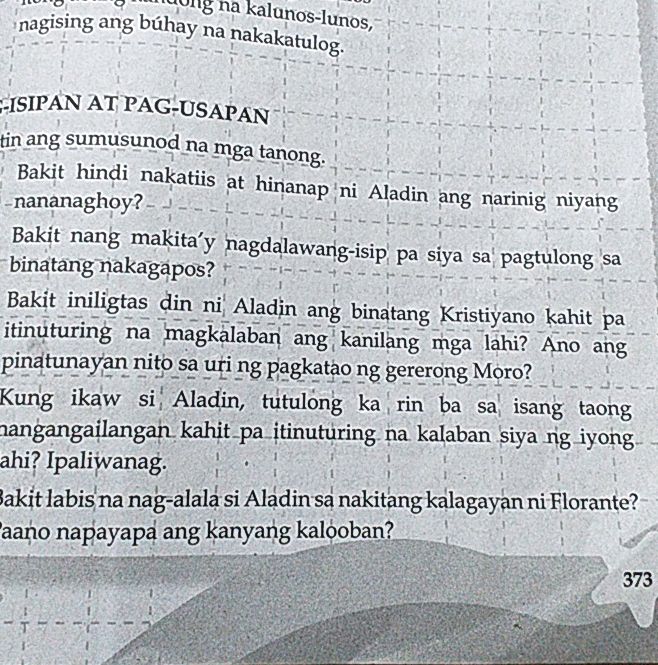 ISIPAN AT PAG-USAPAN tin ang sumusunod na | StudyX