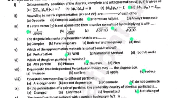 Orthonormality condition of the discrete | StudyX