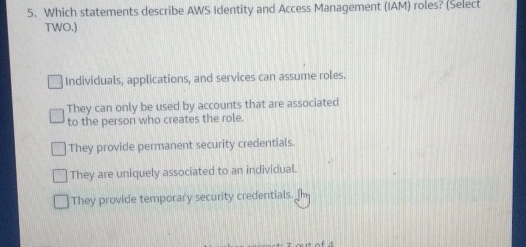 5 Which statements describe AWS Identity | StudyX