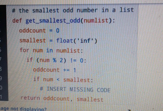 the smallest odd number in a list def | StudyX