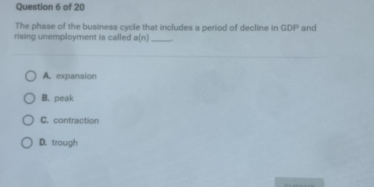 Question 6 of 20 The phase of the business | StudyX
