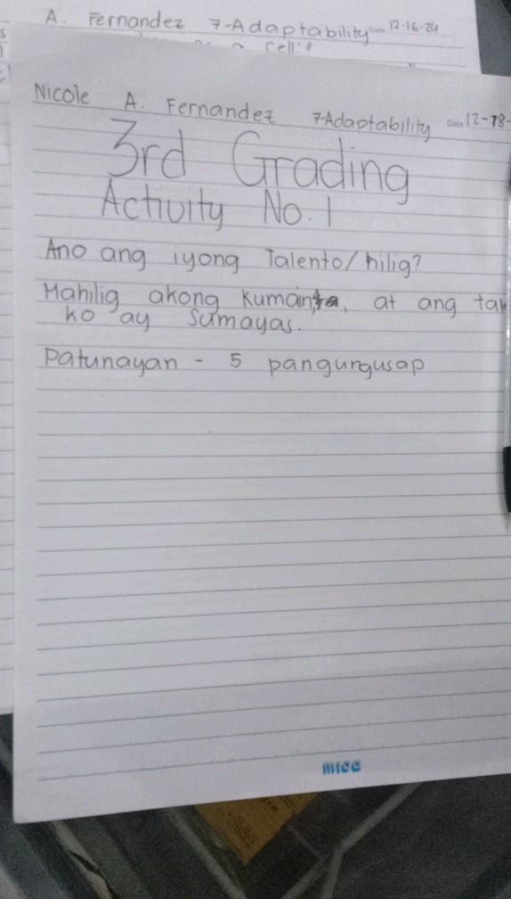 3rd Grading Activity No 1 Ano ang iyong | StudyX