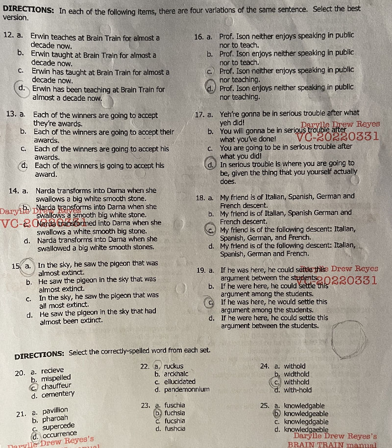 DIRECTIONS In each of the following items | StudyX