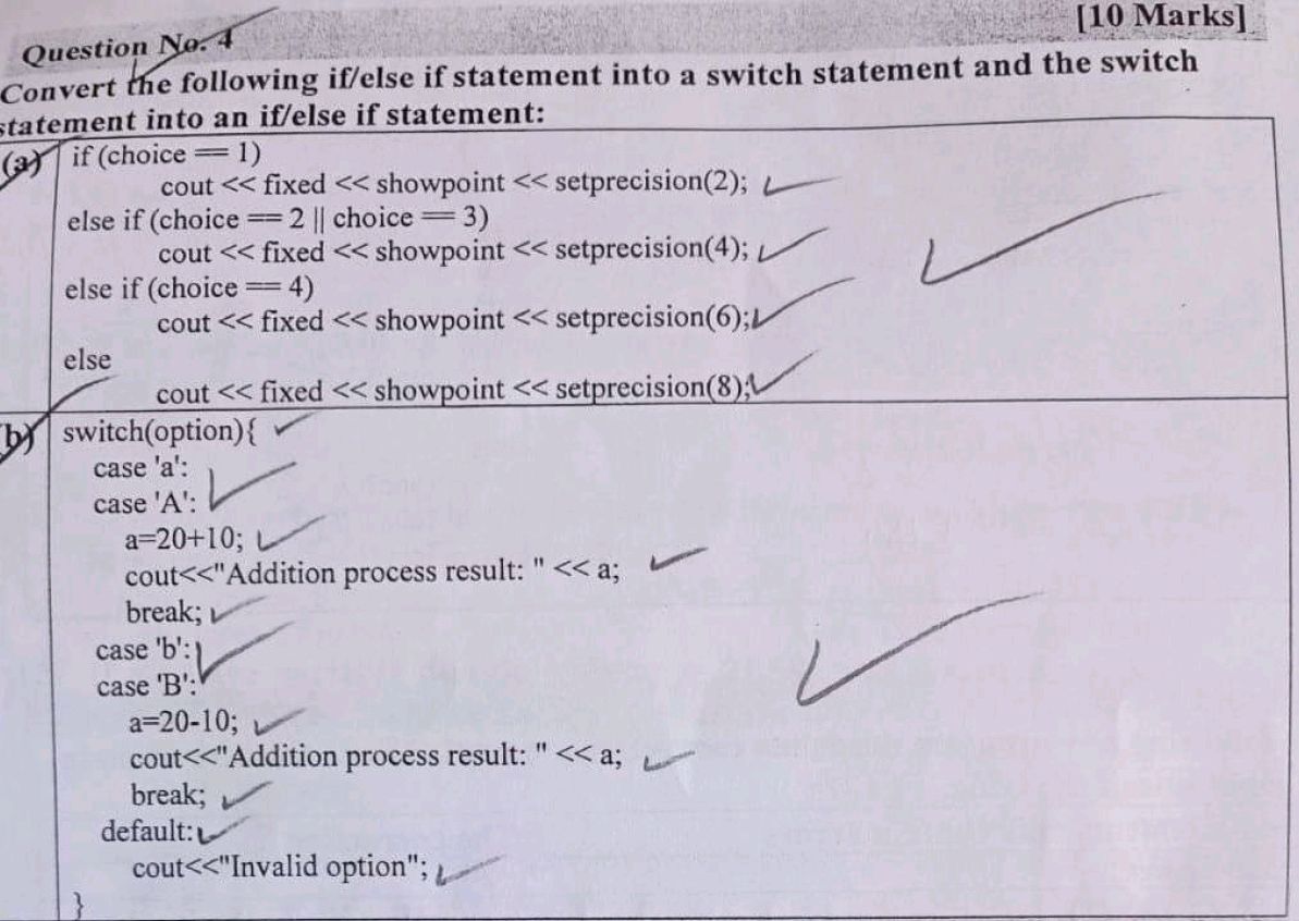 Question No 4 10 Marks Convert the following | StudyX