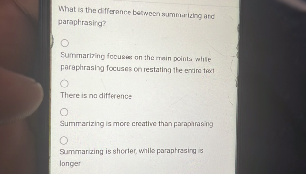 What is the difference between summarizing | StudyX