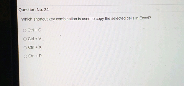 Question No 24 Which shortcut key | StudyX