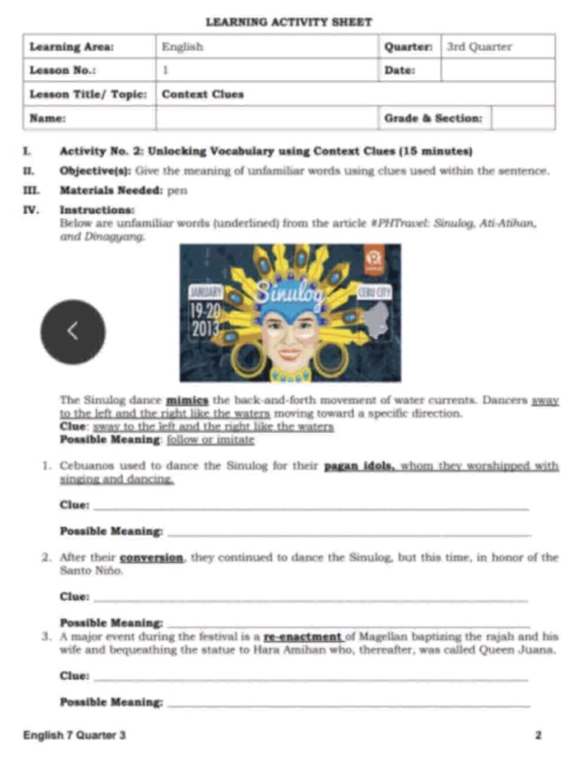 Activity No 2 Unlocking Vocabulary using | StudyX